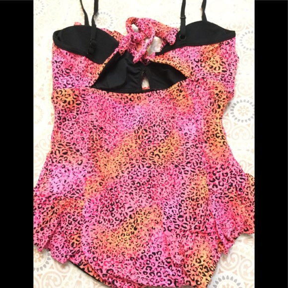 Coco Rave | Swim | Coco Rave Ruffled Hot Pink Orange Animal Print ...